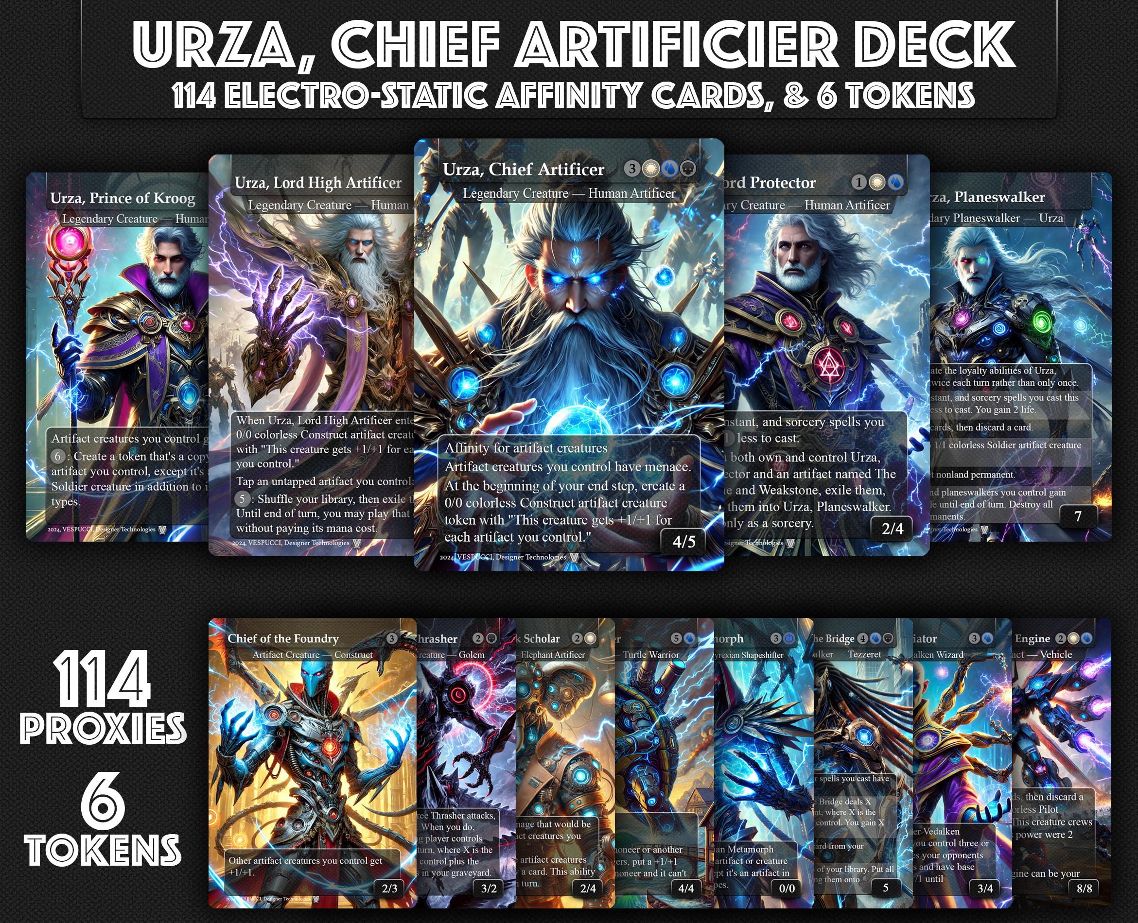 Urza, Chief Artificer Affinity Deck, 120 Cards, 14 Sideboard, 6 Tokens ...