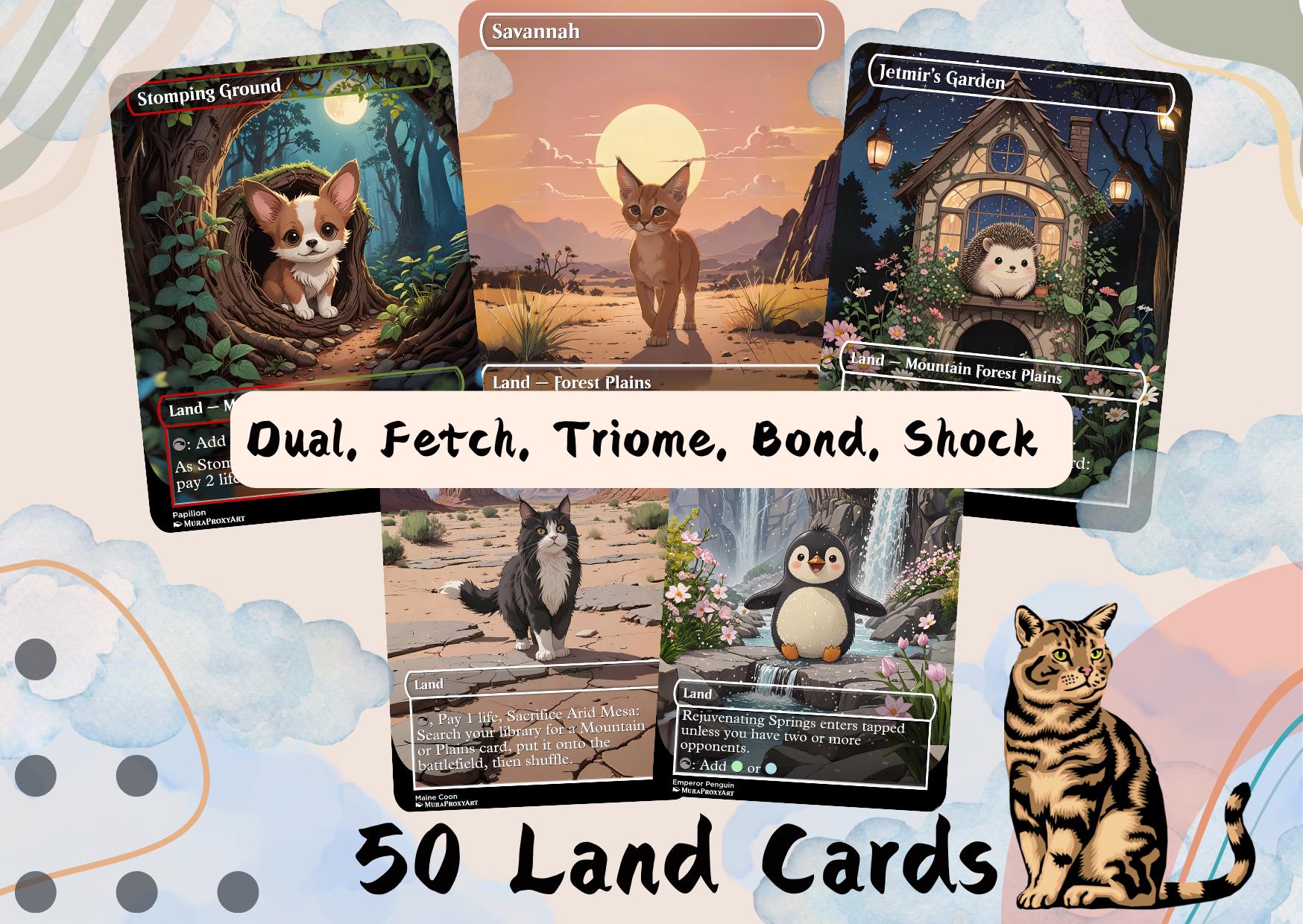 50 Land Bundle - Cute Proxy | Dual Bond Triome Fetch Shock | Custom Al ...