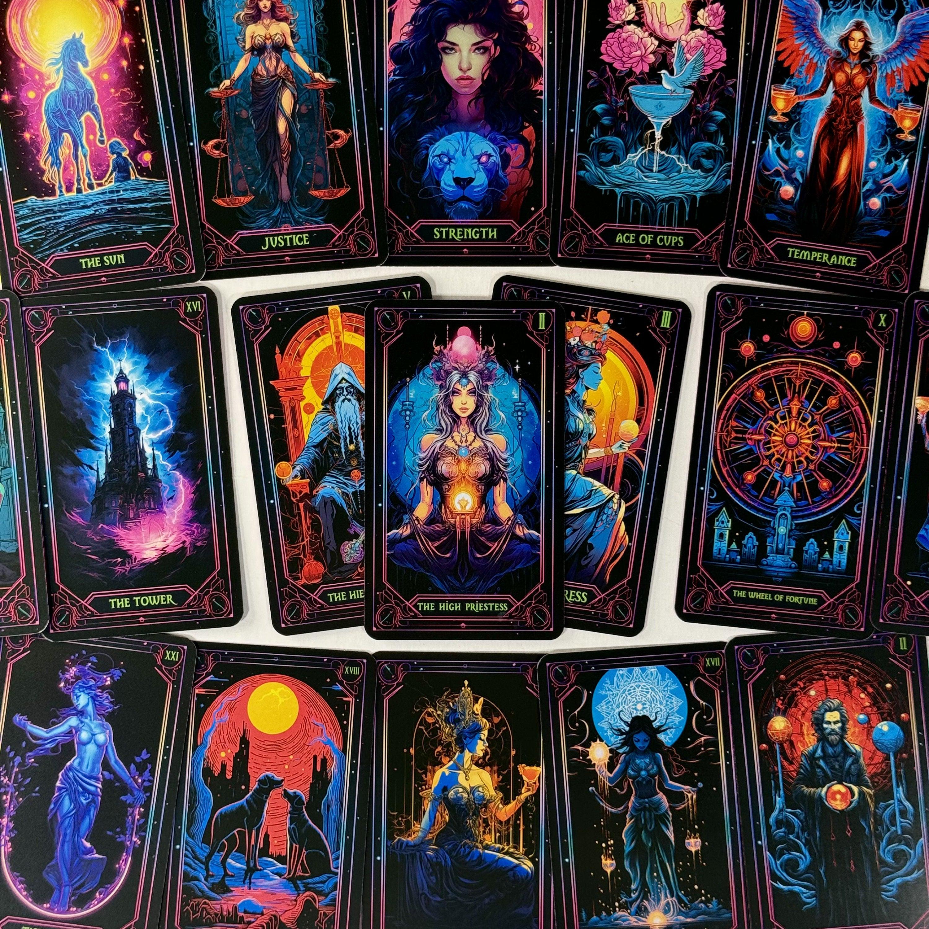 Neon Tarot Cards, 78 Tarot Cards, Original Tarot Cards for Beginners a ...