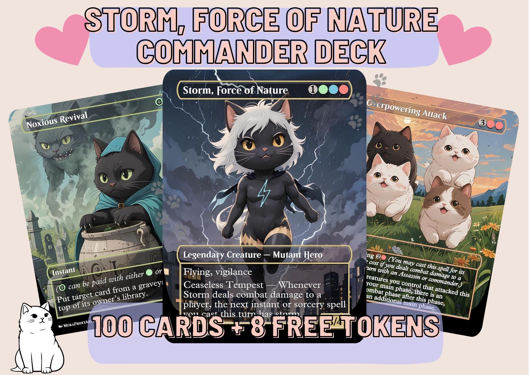 Storm, Force of Nature Proxy Commander Deck, 100 Cards + 8 Free Tokens ...