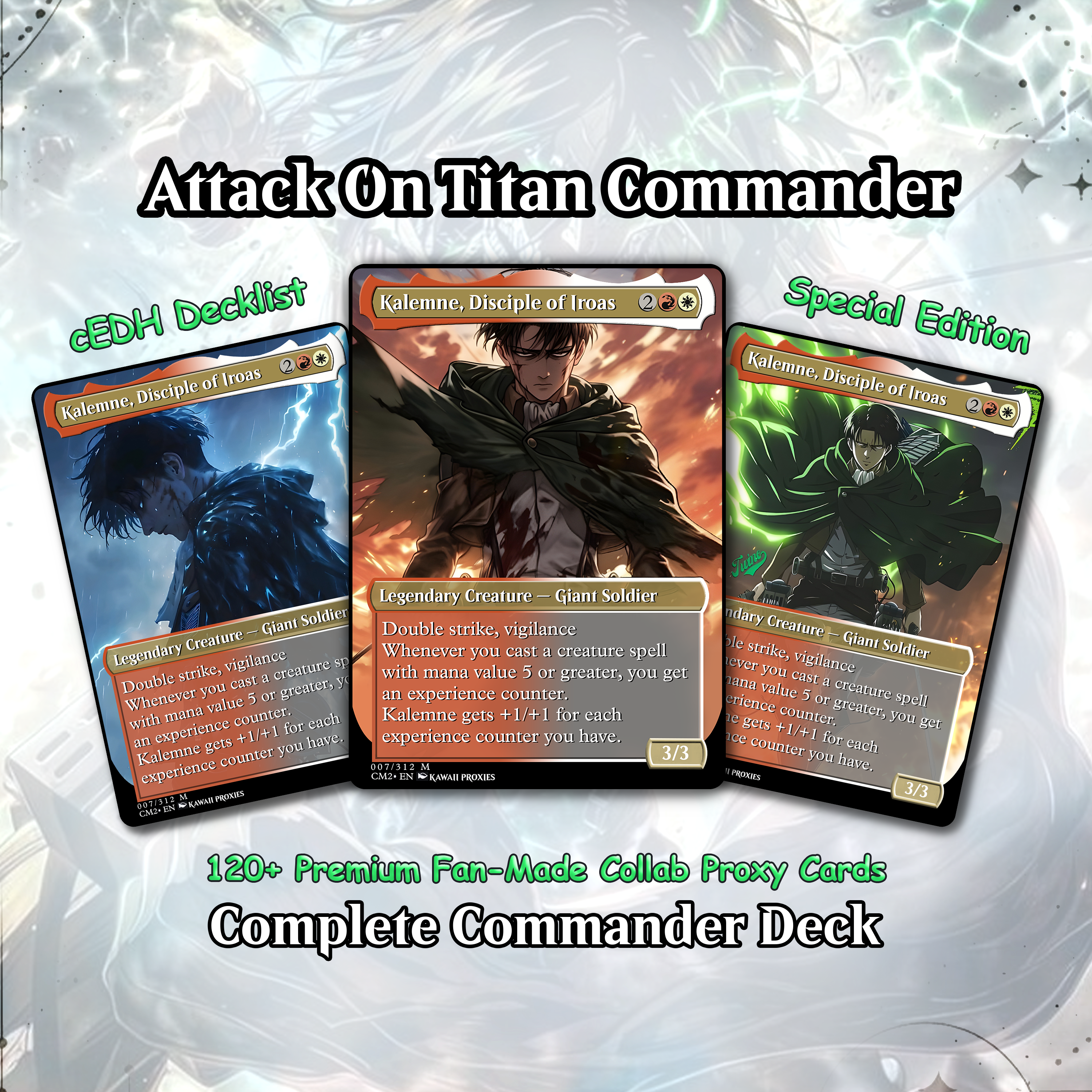 Attack on Titan MTG Deck - KALEMNE EDH Premium Custom Competitive 100 ...